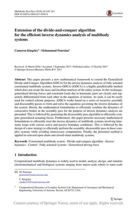 Extension Of The Divide And Conquer Algorithm For The Efficient Inverse Dynamics Analysis Of