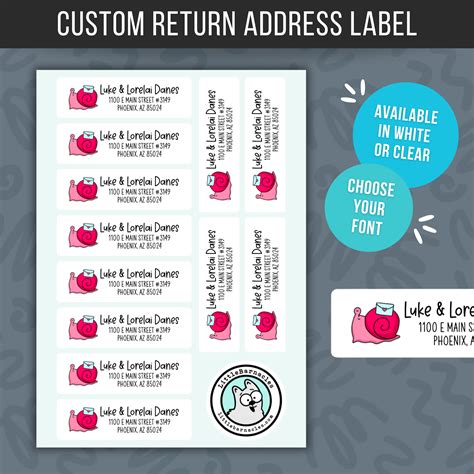 Pink Snail Mail Custom Address Labels Return Address Labels Personal Littlebarnacles