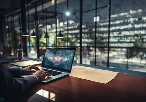 Businessman Artificial Intelligence Technology Keyboard Laptop Innovation Modern