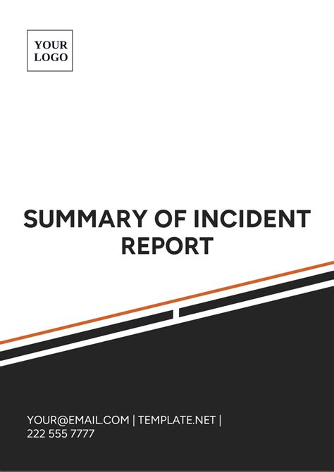 Free Summary Of Incident Report Template Edit Online And Download