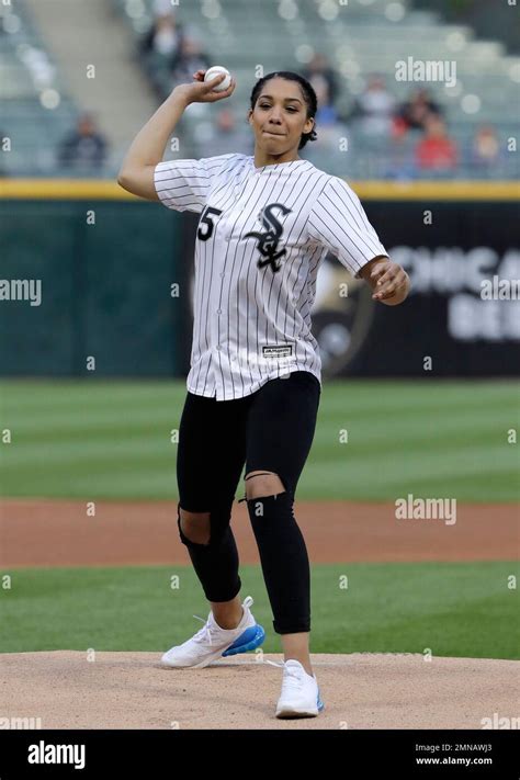 Chicago Skys Gabby Williams Throws A Ceremonial First Pitch Before A