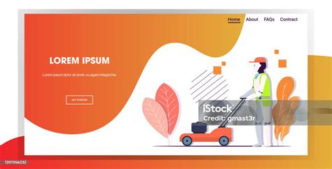 잔디 깎는 기계 로봇 정원사 인공 지능 기술 원예 개념 수평 복사 공간 전체 길이와 잔디를 절단 하는 현대 로봇 개념에 대한 스톡 벡터 아트 및 기타 이미지 Istock