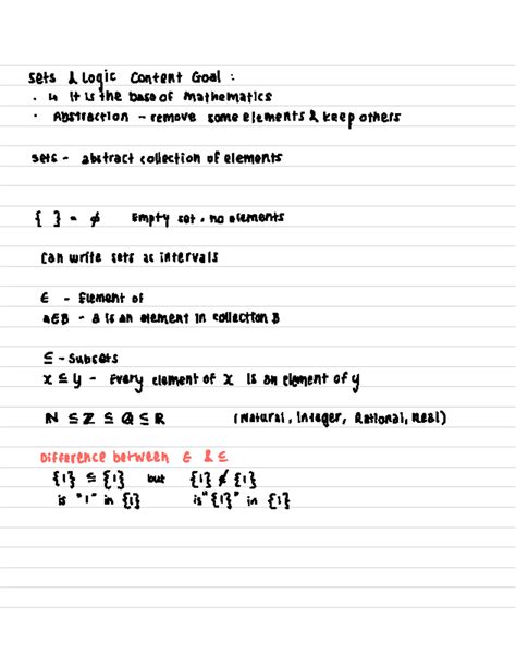 Sets And Logic Concise Notes Sets And Logic Content Goal It Is The Base Of Mathematics · Studocu