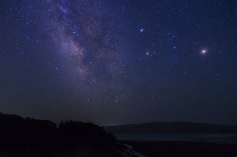 배경 화면 경치 자연 공간 저녁 은하수 캘리포니아 수평선 화성 과학 우주 토성 천문학 별자리 한밤중 새벽 밤하늘 어둠 행성
