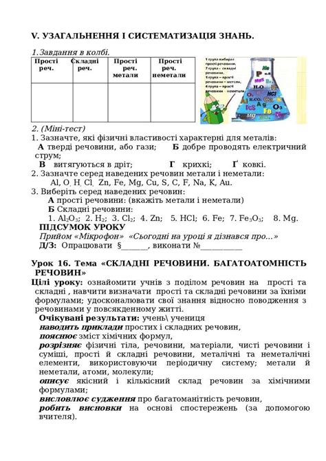 Конспекти уроків хімії 7 клас Конспект Хімія