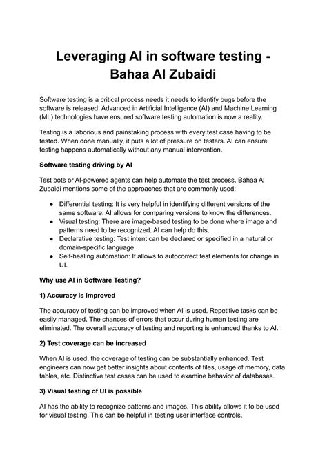 Leveraging Ai In Software Testing Bahaa Al Zubaidipdf
