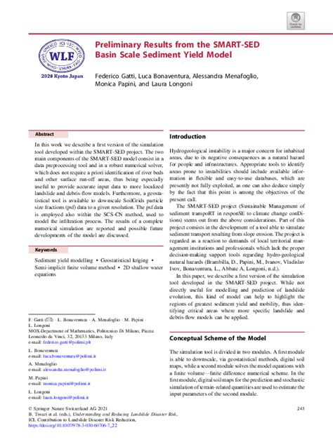 Pdf Preliminary Results From The Smart Sed Basin Scale Sediment Yield