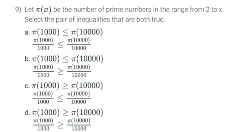 Solved 9 Let π x be the number of prime numbers in the Chegg com