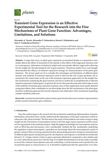 Pdf Transient Gene Expression Is An Effective Experimental Tool For