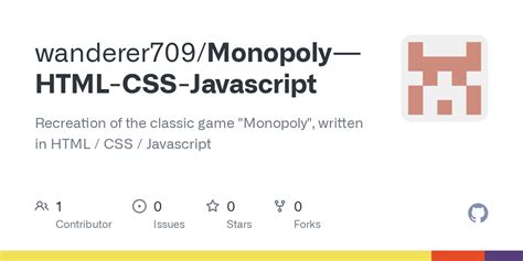 Github Wanderer709monopoly Html Css Javascript Recreation Of The Classic Game Monopoly