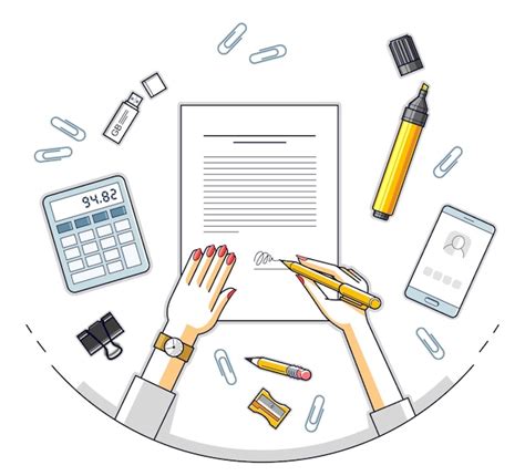 Premium Vector Business Woman Signs Contract Official Paper Document