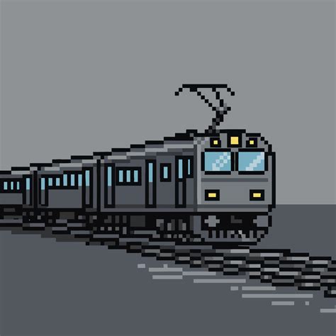 Pixel Art Train On Tracks Grey And Blue 68399458 Vector Art At Vecteezy