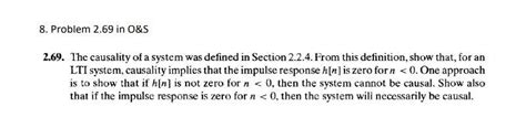 Solved The Causality Of A System Was Defined In Section Chegg Com