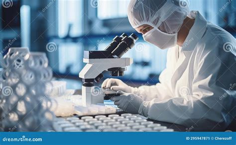 Microbiologist Scientist Looking Through A Microscope Stock Image