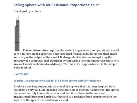 Solved Falling Sphere With Air Resistance Proportional To V2