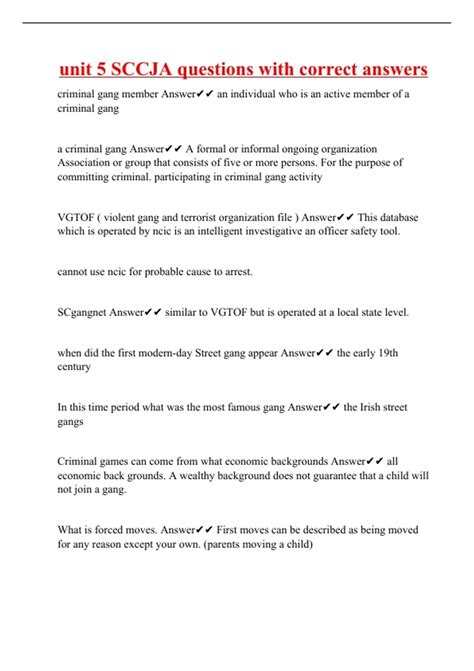 Unit 5 Sccja Questions With Correct Answers Sccja Stuvia Us