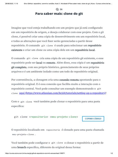 Git E Github Repositório Commit E Versões Aula 3 Atividade 6 Para