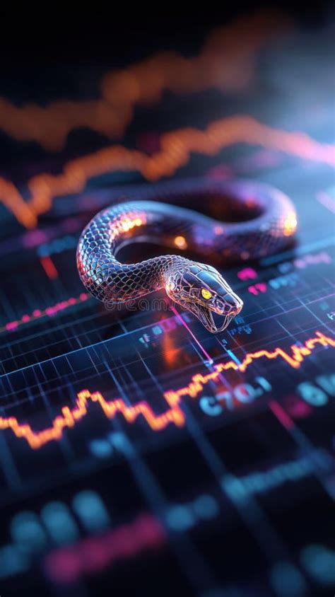 Dynamic Holographic Snake On Financial Graph Symbolizing Market Trends In The Year Of Snake