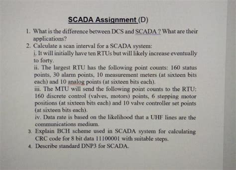 Solved Scada Assignment D 1 What Is The Difference