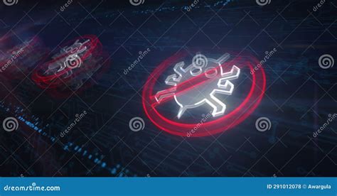 Antivirus Cyber Security Virus Detect Symbol Cyber Loop Concept Stock Footage Video Of