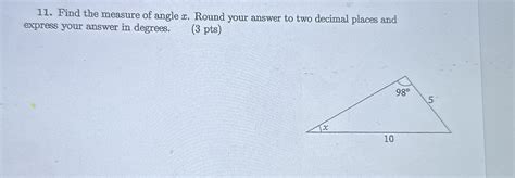 solved find the measure of angle x ﻿round your answer to