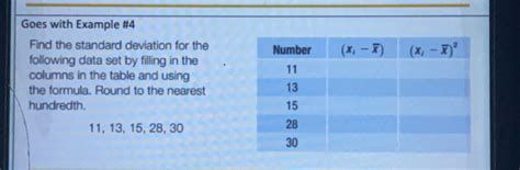 Solved Goes With Example Find The Standard Deviation For The Following Data Set By Filling