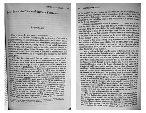 From Existentialism And Human Emotions By Jean Paul Sartre Art