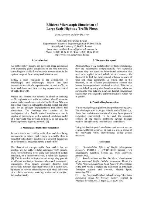 Pdf Efficient Microscopic Simulation Of Large Scale Highway Traffic Flows