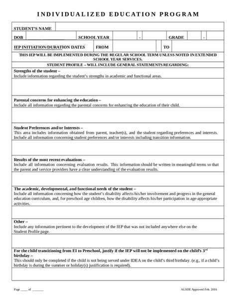 Printable Blank Iep Template Printable Templates