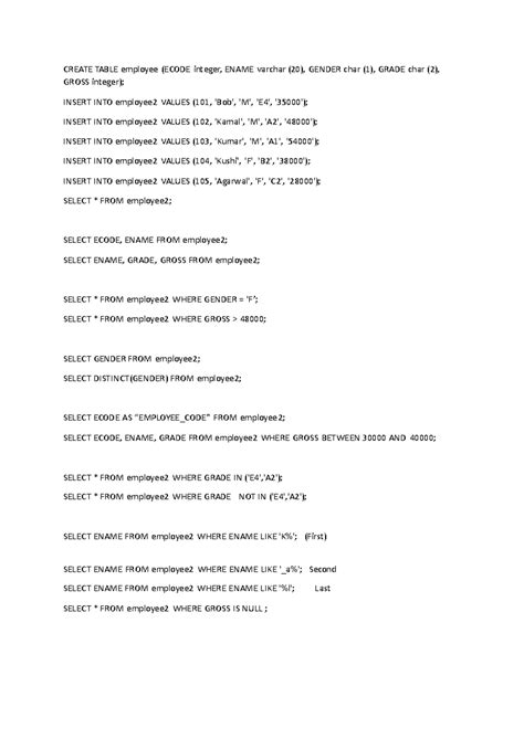 Dbms Lab Commands Sql It Is Easy To Lear Command Create Table