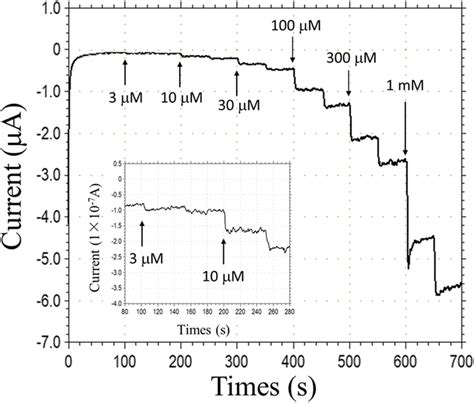 Amperometric Current Time Response Curves Of Various Concentrations Of Download Scientific