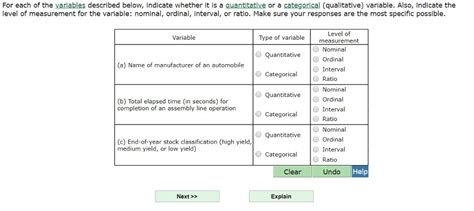 Solved For Each Of The Variables Described Below Indicate Chegg