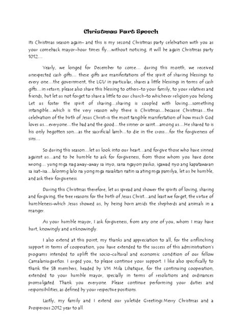 Christmas Part Speech Pdf Christmas Forgiveness