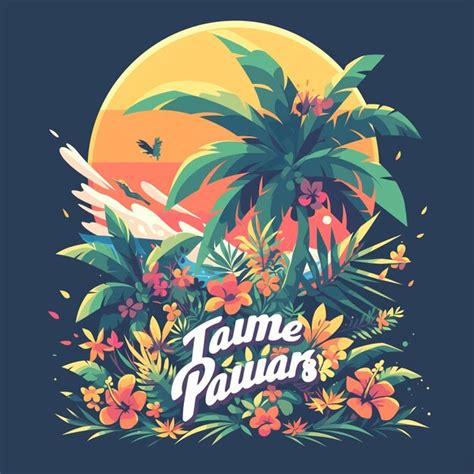 Tropical Paradise Summer Poster Premium Ai Generated Vector