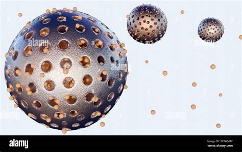 3d Rendering Of Mesoporous Silica Nanoparticles Actively Releasing Encapsulated Nanomedicines
