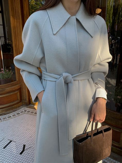 썸어게인 울100브라운 블랙당일 여성 울 핸드메이드코트 겨울 히든버튼 카라 롱코트 4color 민트