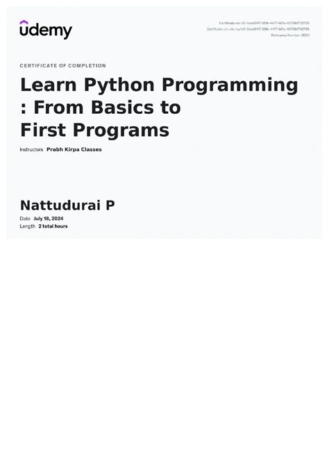 Python Learning Udemy Professionalgrowth Nattudurai P