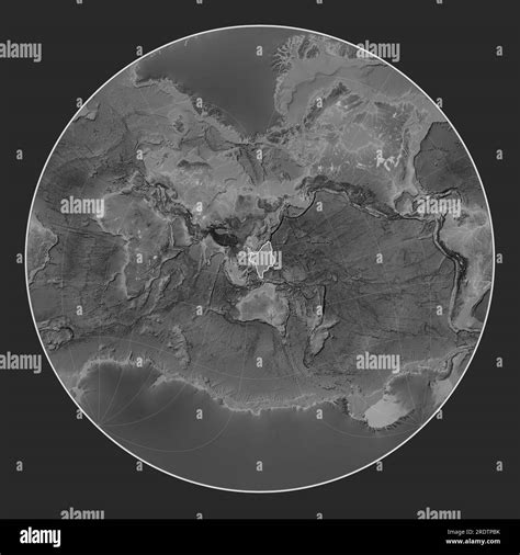Philippine Sea Tectonic Plate On The Grayscale Elevation Map In The Lagrange Oblique Projection