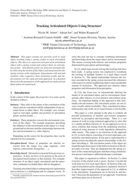 Pdf Tracking Articulated Objects Using Structure