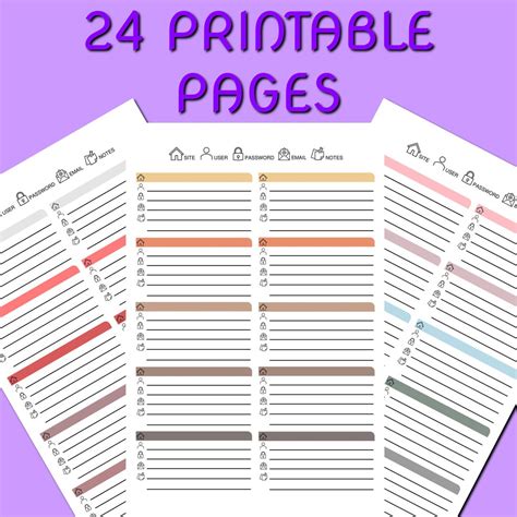 Password Reminder Printable Tracker Etsy