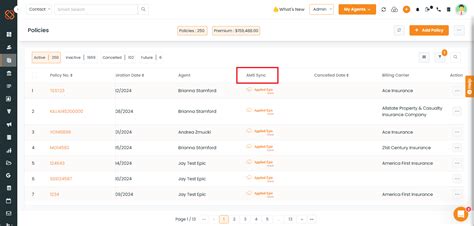 sync not sync filter in policy list insuredmine crm optimize and