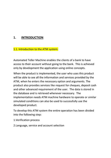 document atm machine using c language mini project pdf