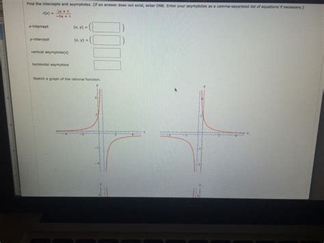Solved Find The Intercepts And Asymptotes If An Answer