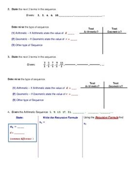 Arithmetic Sequences Recursive Explicit Formulas Homework By Algebramart