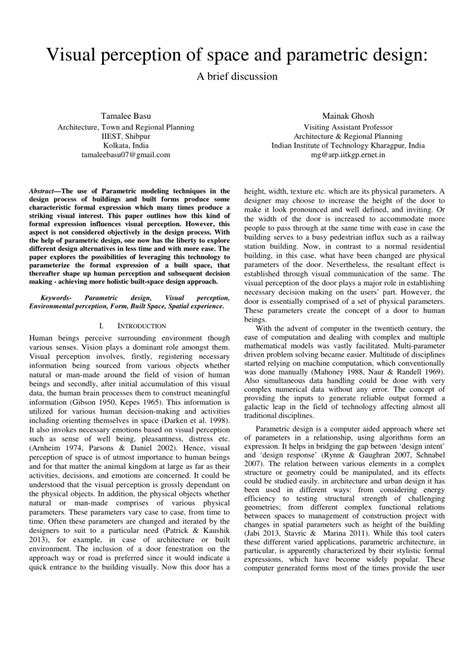 Pdf Visual Perception Of Space And Parametric Design A Brief Discussion
