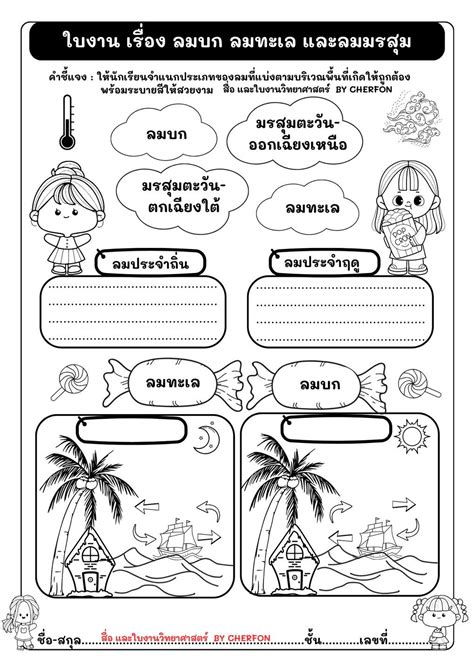 🎀ใบงาน เรื่อง ลมบก สื่อ และใบงานวิทยาศาสตร์ By Cherfon Facebook
