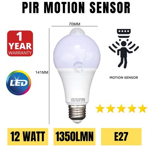 12WATT LED SENSOR BULB PIR MOTION SENSOR LED BULB LAMPU SENSOR Shopee Malaysia