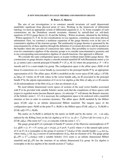 Pdf A New Nonlinearity In Gauge Theories And Smooth Invariants