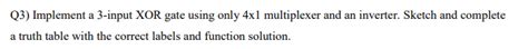 Solved Q3 Implement A 3 Input Xor Gate Using Only 4x1