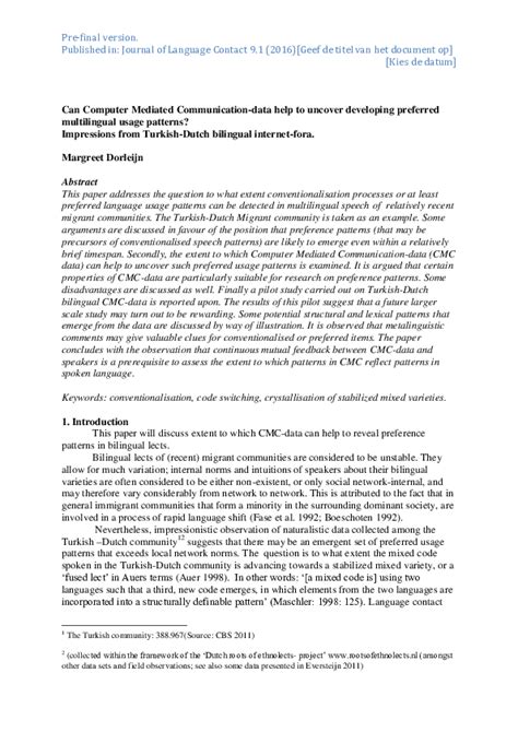 Pdf Can Computer Mediated Communication Data Help To Uncover Developing Preferred Multilingual